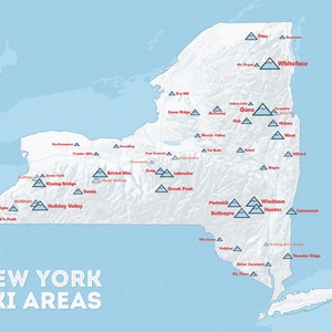 New York Ski Resorts Map 18x24 Poster - Etsy