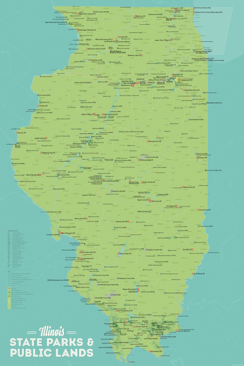 Illinois State Parks & Public Lands Map 24x36 Poster | Etsy
