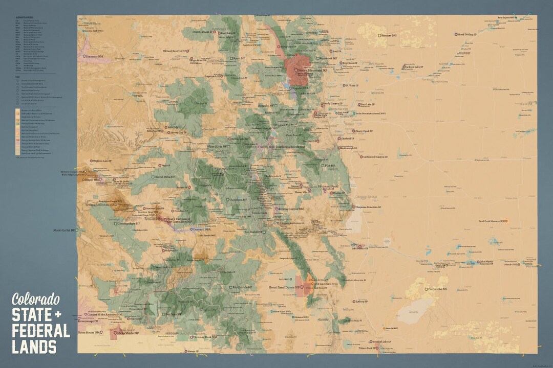 Colorado State Parks & Federal Lands Map 24x36 Poster - Etsy