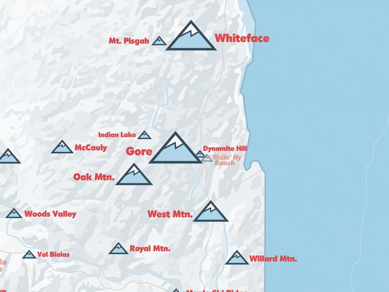 New York Ski Resorts Map 18x24 Poster - Etsy