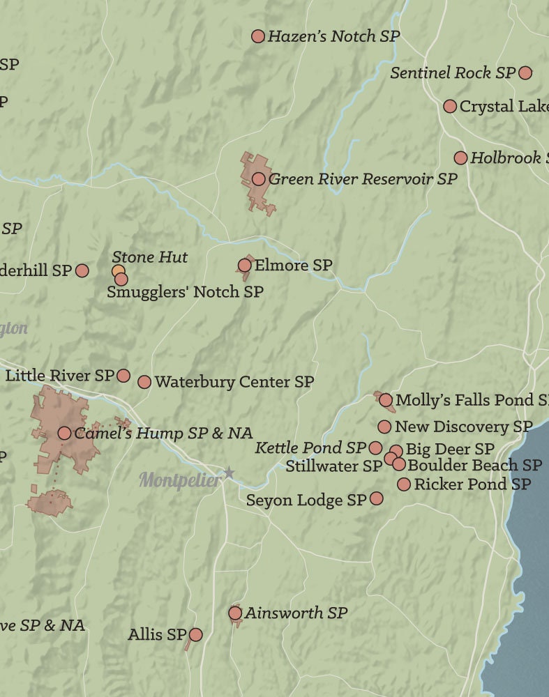 Vermont State Parks Map 11x14 Print - Etsy