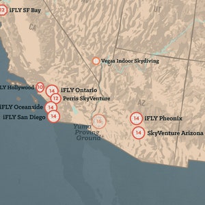 USA Indoor Skydiving Vertical Wind Tunnels Map 11x14 Print - Etsy