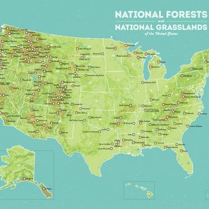 US National Forests Map 11x14 Print - Etsy