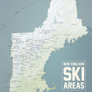 New England Ski Resorts Map 18x24 Poster - Etsy