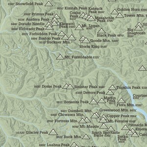 Washington 100 Highest Peaks Map 18x24 Poster - Etsy