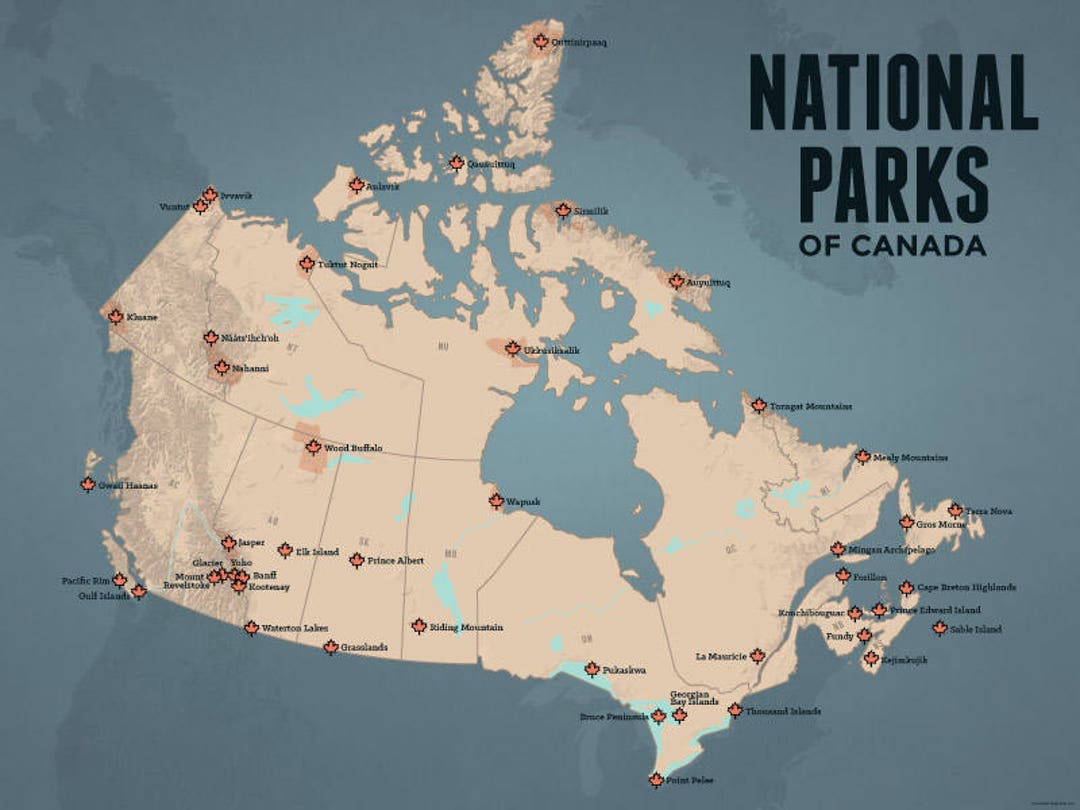 Canada National Parks Map 18x24 Poster - Etsy