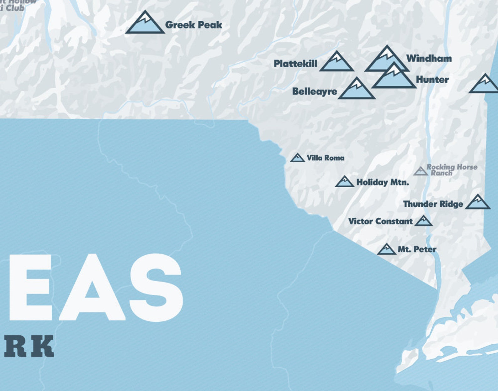 New York Ski Resorts Map 11x14 Print - Etsy