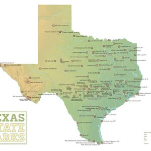 Texas State Parks Map 11x14 Print - Etsy