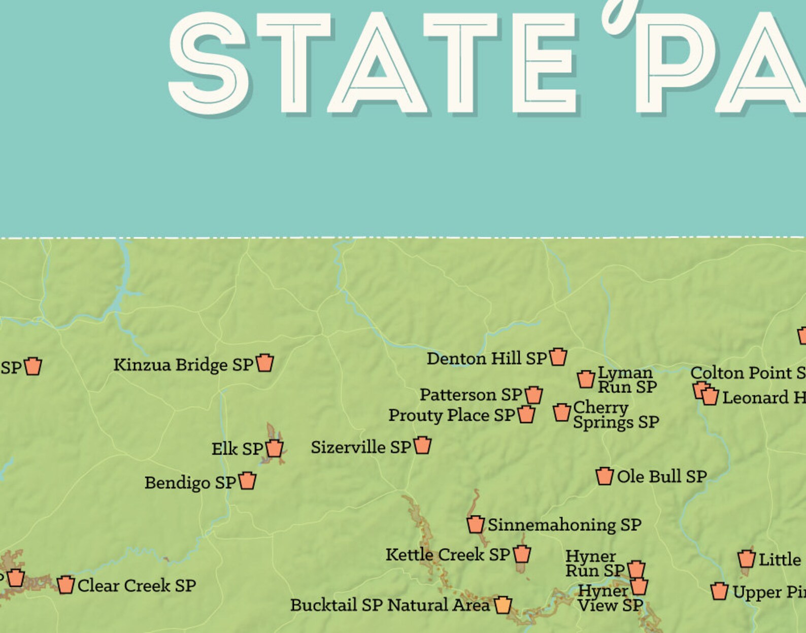 Pennsylvania State Parks Map 11x14 Print - Etsy