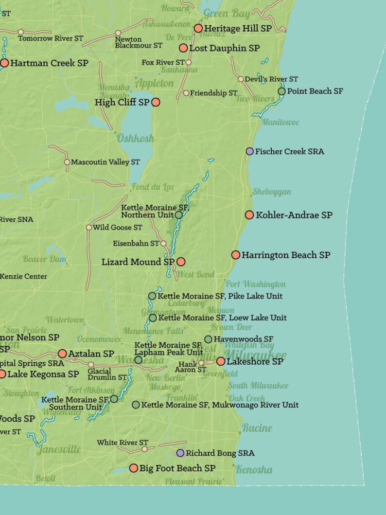 Wisconsin State Parks Map 18x24 Poster - Etsy
