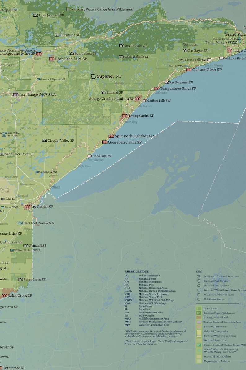 Minnesota State Parks & Public Land Map 24x36 Poster | Etsy
