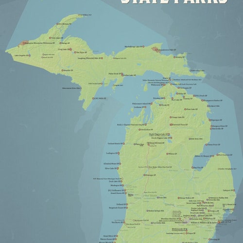 Michigan State Parks Map Map With Quote Gift for Hiker - Etsy