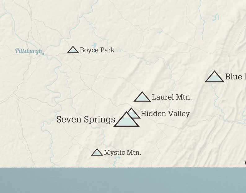Pennsylvania Ski Resorts Map 11x14 Print - Etsy