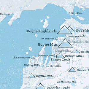 Michigan Ski Resorts Map 18x24 Poster - Etsy