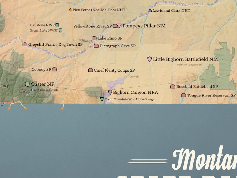 Montana State Parks & Federal Lands Map 18x24 Poster | Etsy