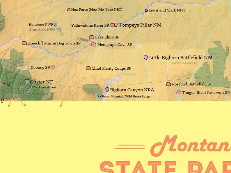 Montana State Parks & Federal Lands Map 18x24 Poster - Etsy
