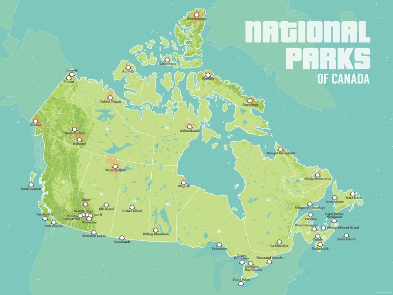 Canada National Parks Map 18x24 Poster - Etsy
