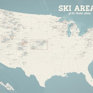US Ski Resorts Map 24x36 Poster - Etsy