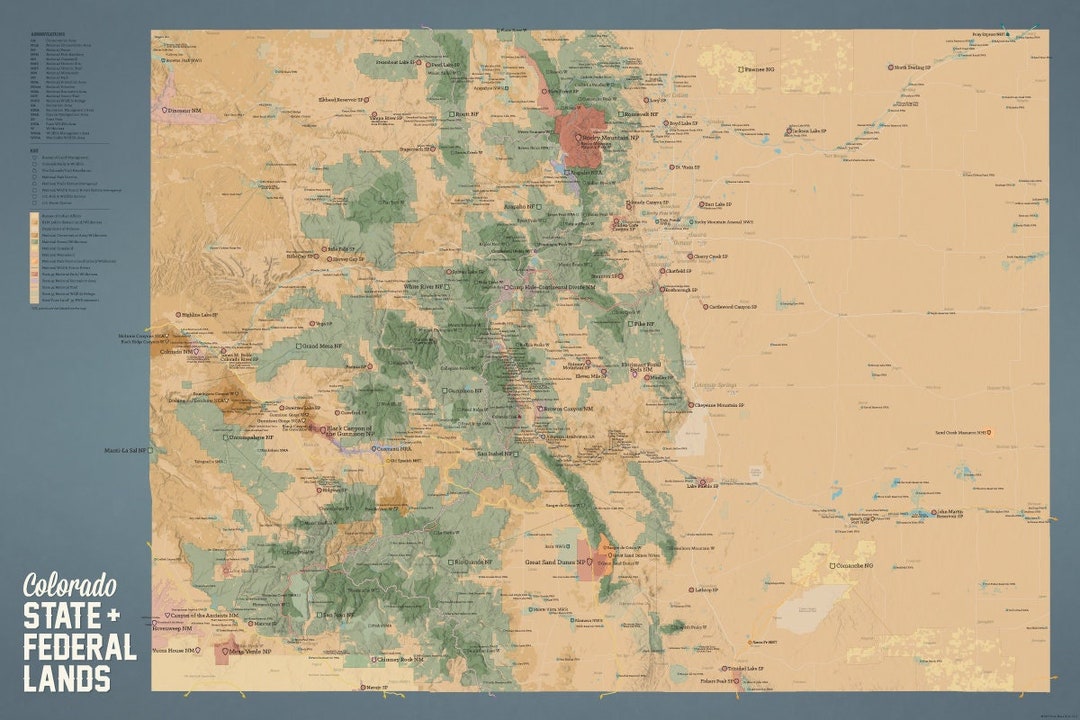 Colorado State Parks & Federal Lands Map 24x36 Poster - Etsy