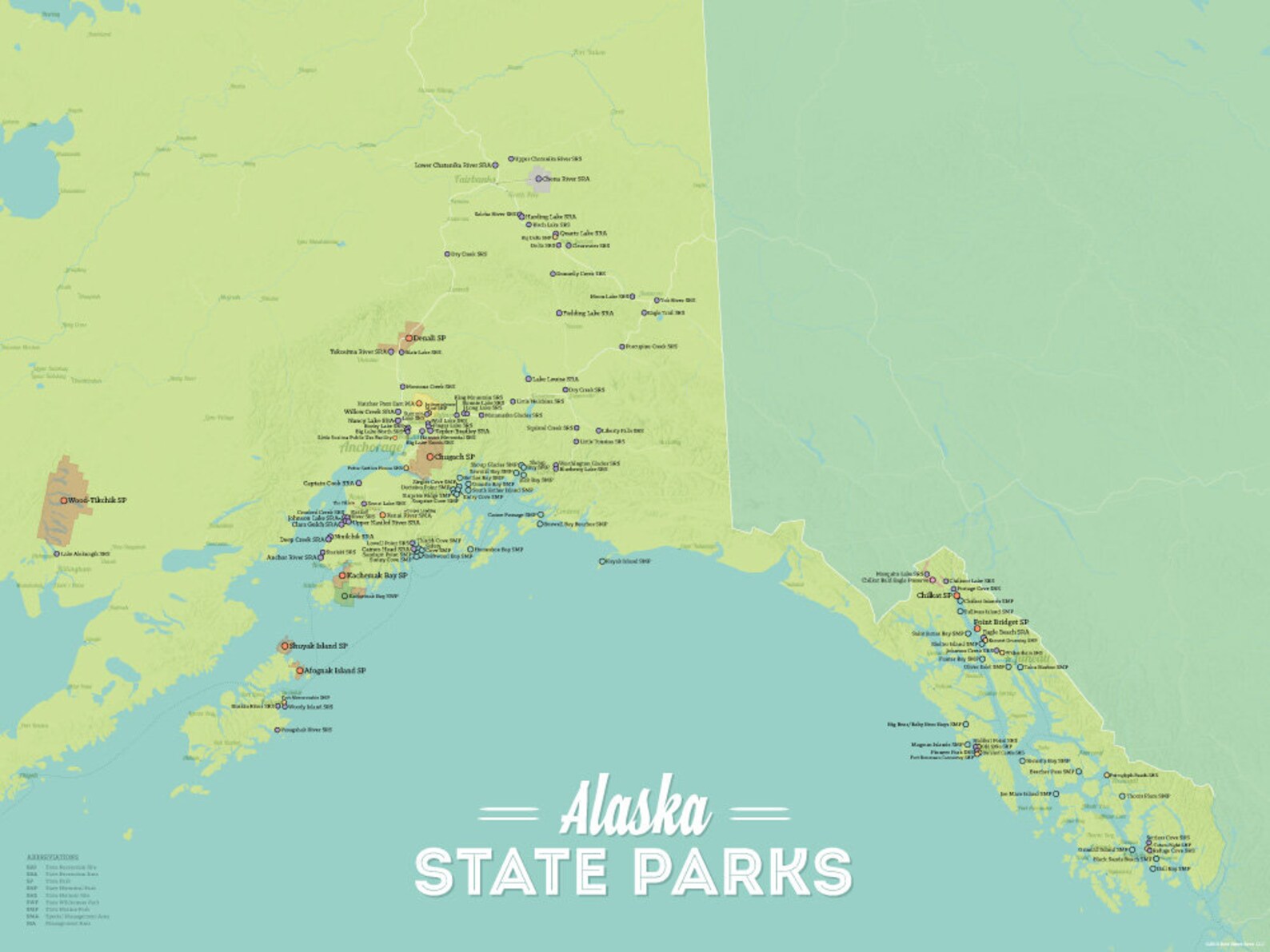 Alaska State Parks Map 18x24 Poster - Etsy
