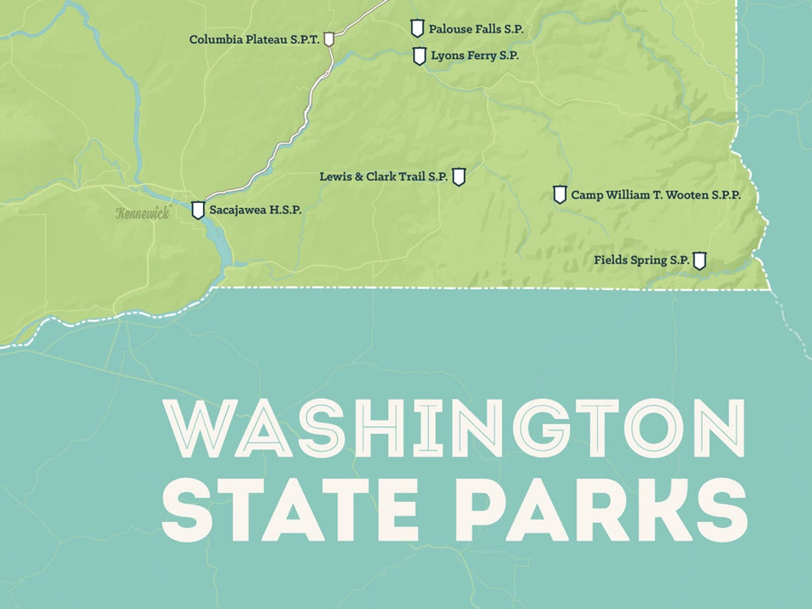 Washington State Parks Map 18x24 Poster | Etsy