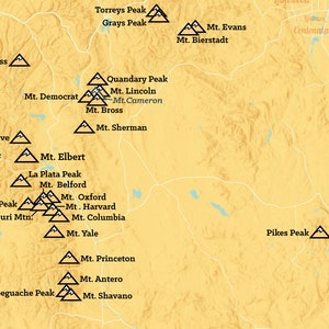 58 Colorado 14ers Map 18x24 Poster - Etsy