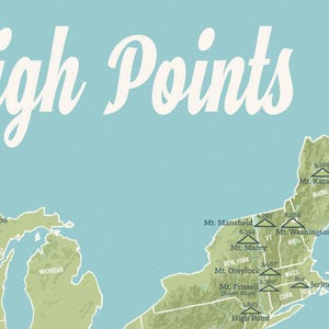 State Highpoints Map 11x14 Print - Etsy