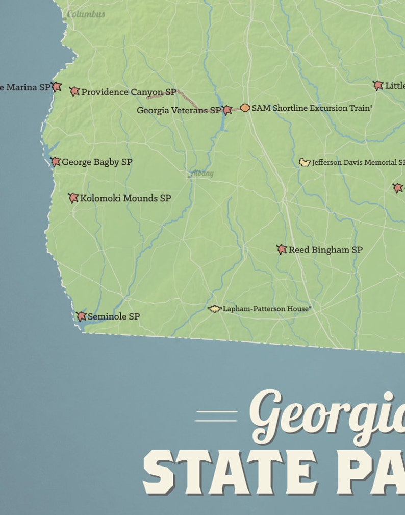 Georgia State Parks Map 11x14 Print - Etsy