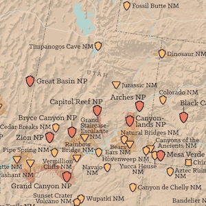 US National Parks & Monuments Map 18x24 Poster - Etsy