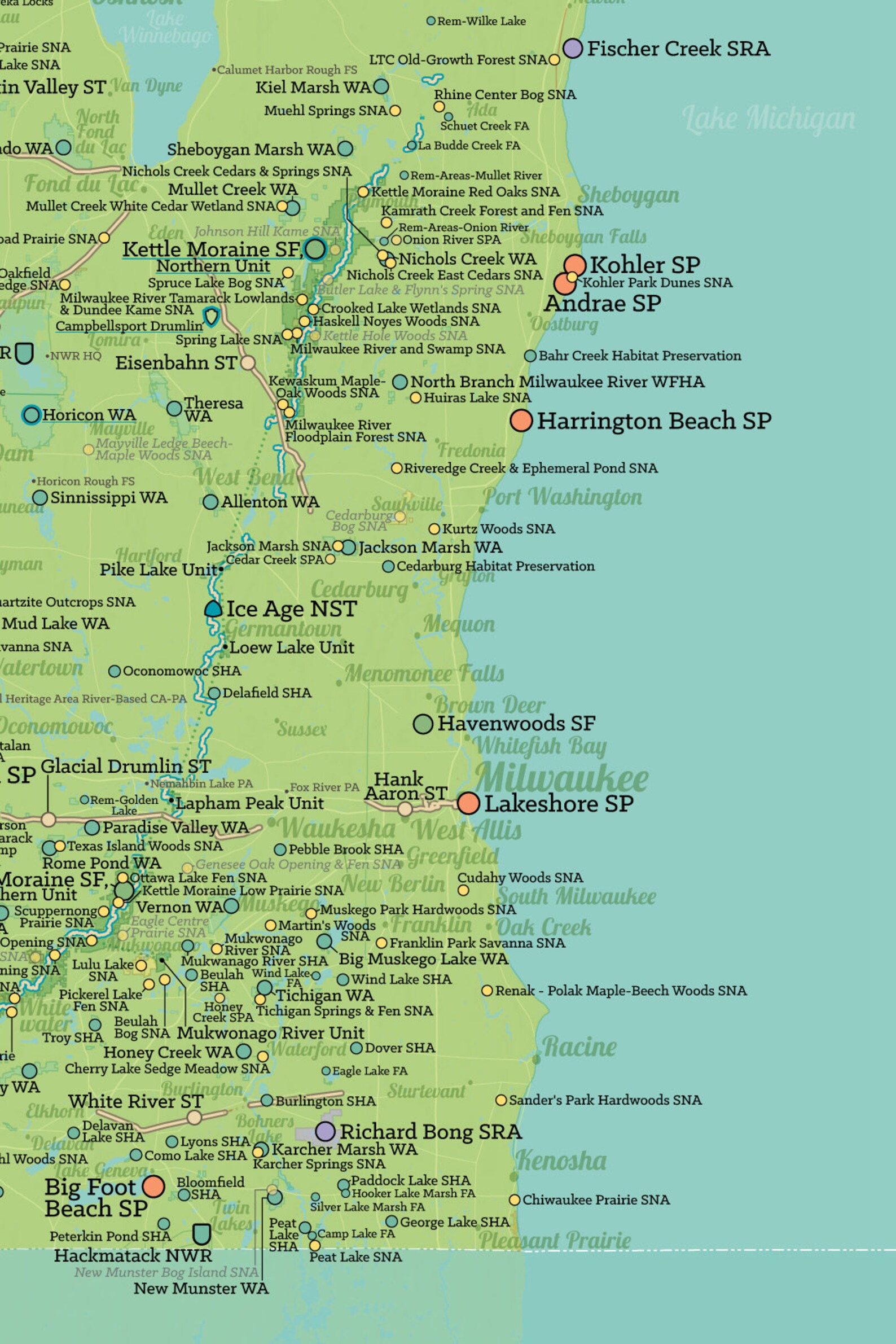 Wisconsin State Parks & Public Lands Map 24x36 Poster - Etsy