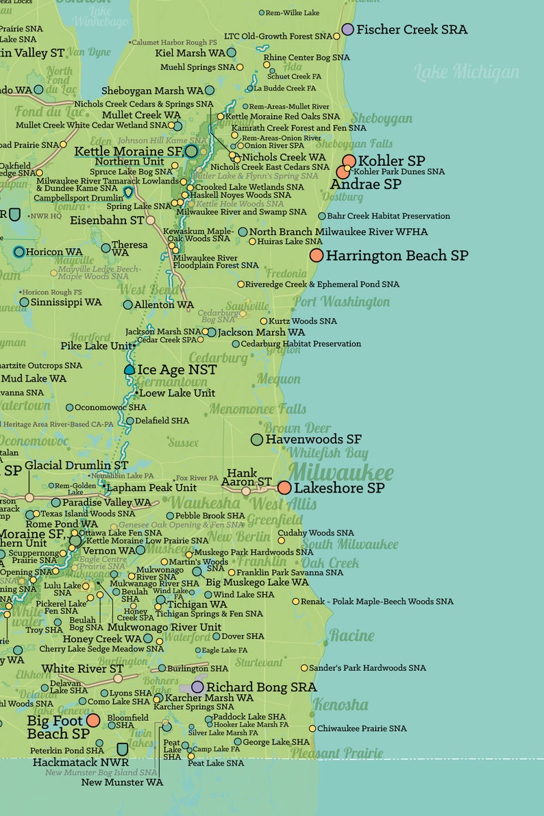 Wisconsin State Parks & Public Lands Map 24x36 Poster - Etsy