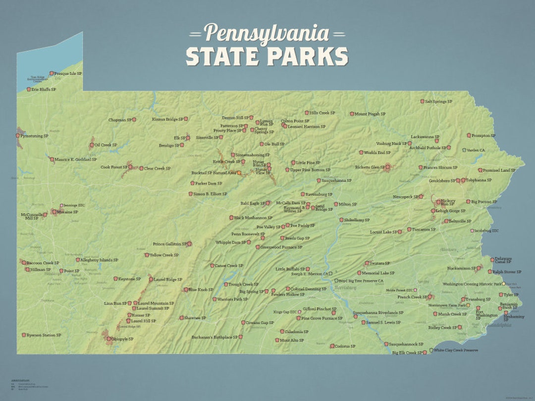 Pennsylvania State Parks Map 18x24 Poster - Etsy