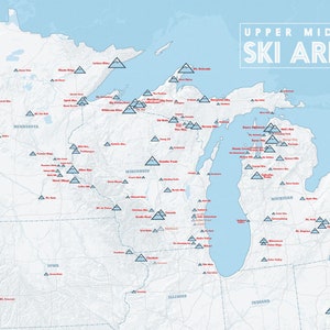 Upper Midwest Ski Resorts Map 24x36 Poster | Etsy