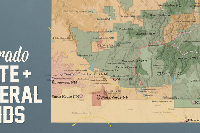 Colorado State Parks & Federal Lands Map 24x36 Poster | Etsy