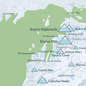 Michigan Ski Resorts Map 11x14 Print - Etsy