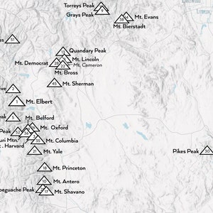 58 Colorado 14ers Map 18x24 Poster - Etsy