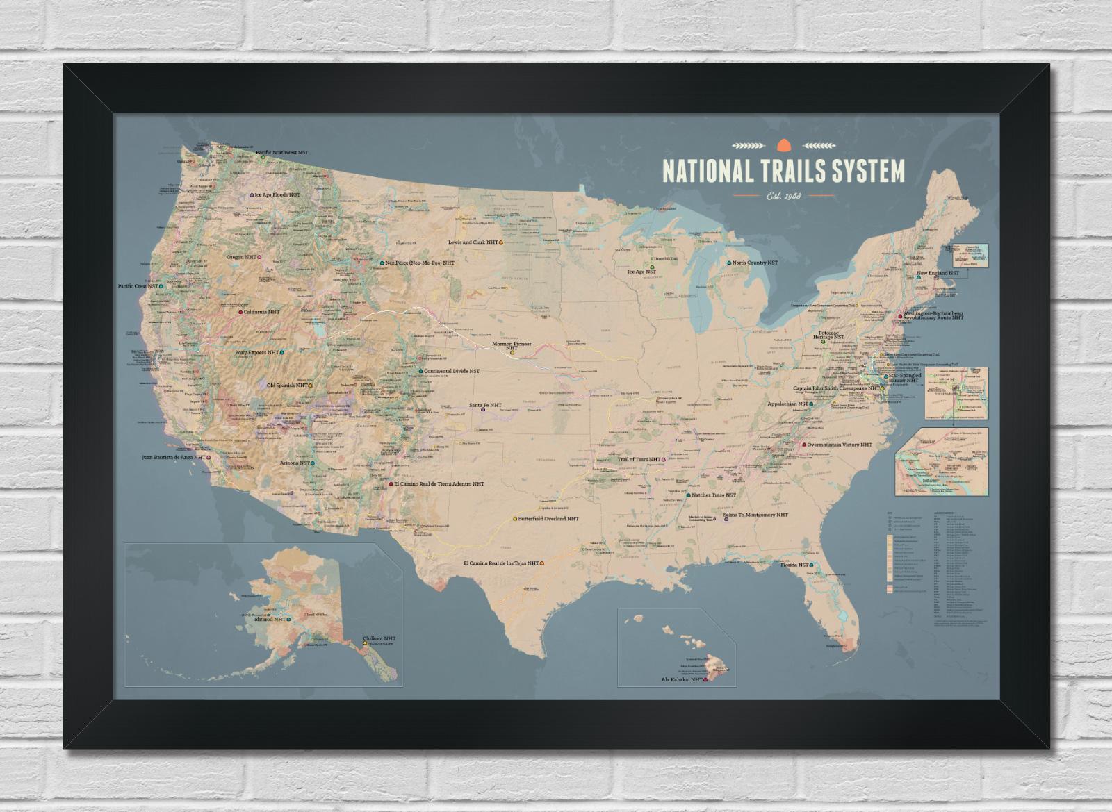 US National Trails System Map 24x36 Poster - Etsy