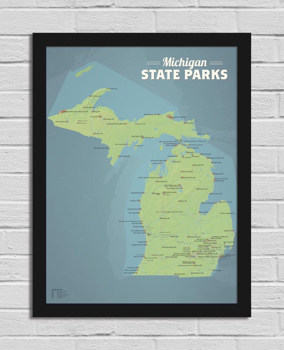Michigan State Parks Map 18x24 Poster - Etsy