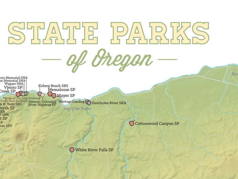 Oregon State Parks Map 18x24 Poster - Etsy