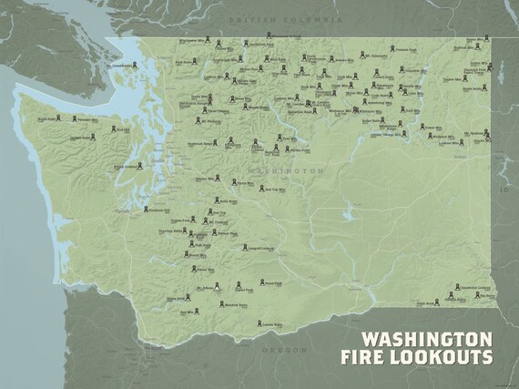 Washington Fire Lookouts Map 18x24 Poster - Etsy