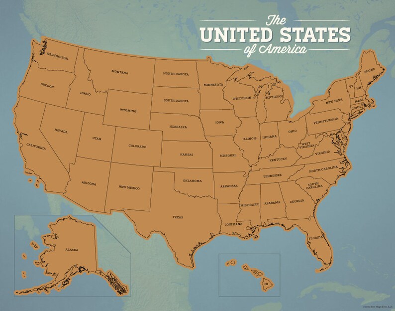 USA 50 States Scratch-off Checklist Map 11x14 Print - Etsy