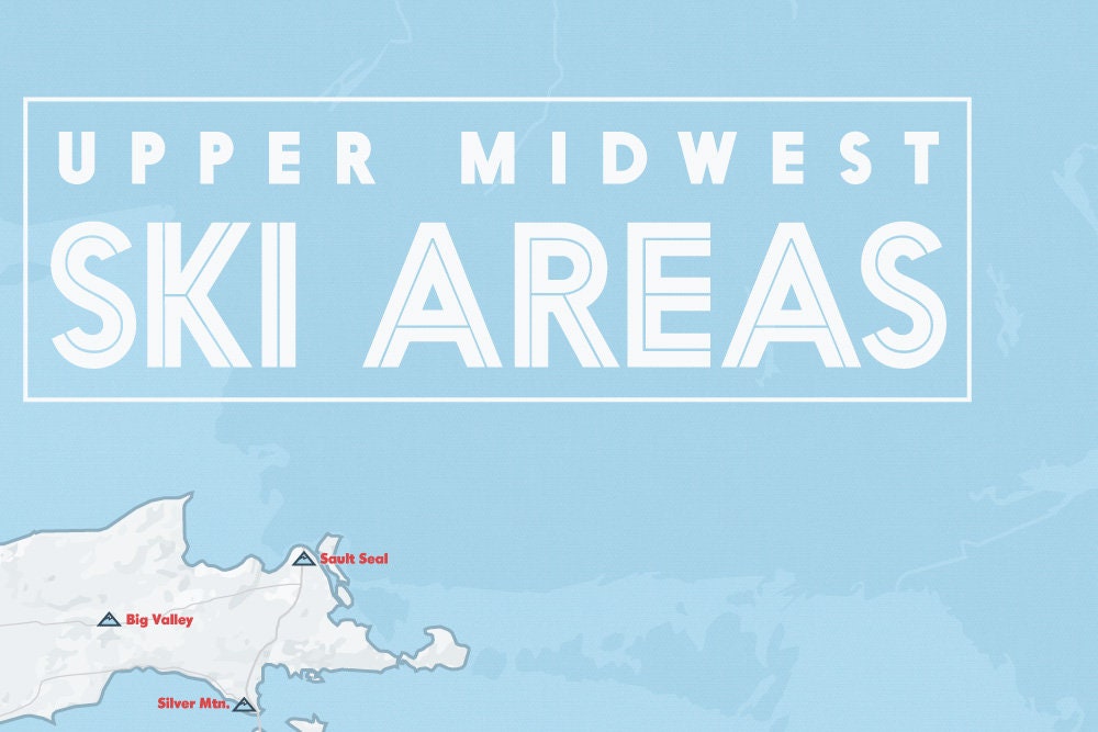 Upper Midwest Ski Resorts Map 24x36 Poster - Etsy