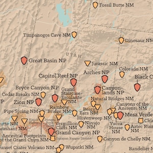 US National Parks & Monuments Map 18x24 Poster - Etsy
