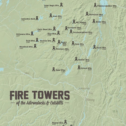 Adirondack Fire Tower Challenge Map 11x14 Print | Etsy Adirondack Fire Tower Challenge Map 11x14 Print | Etsy