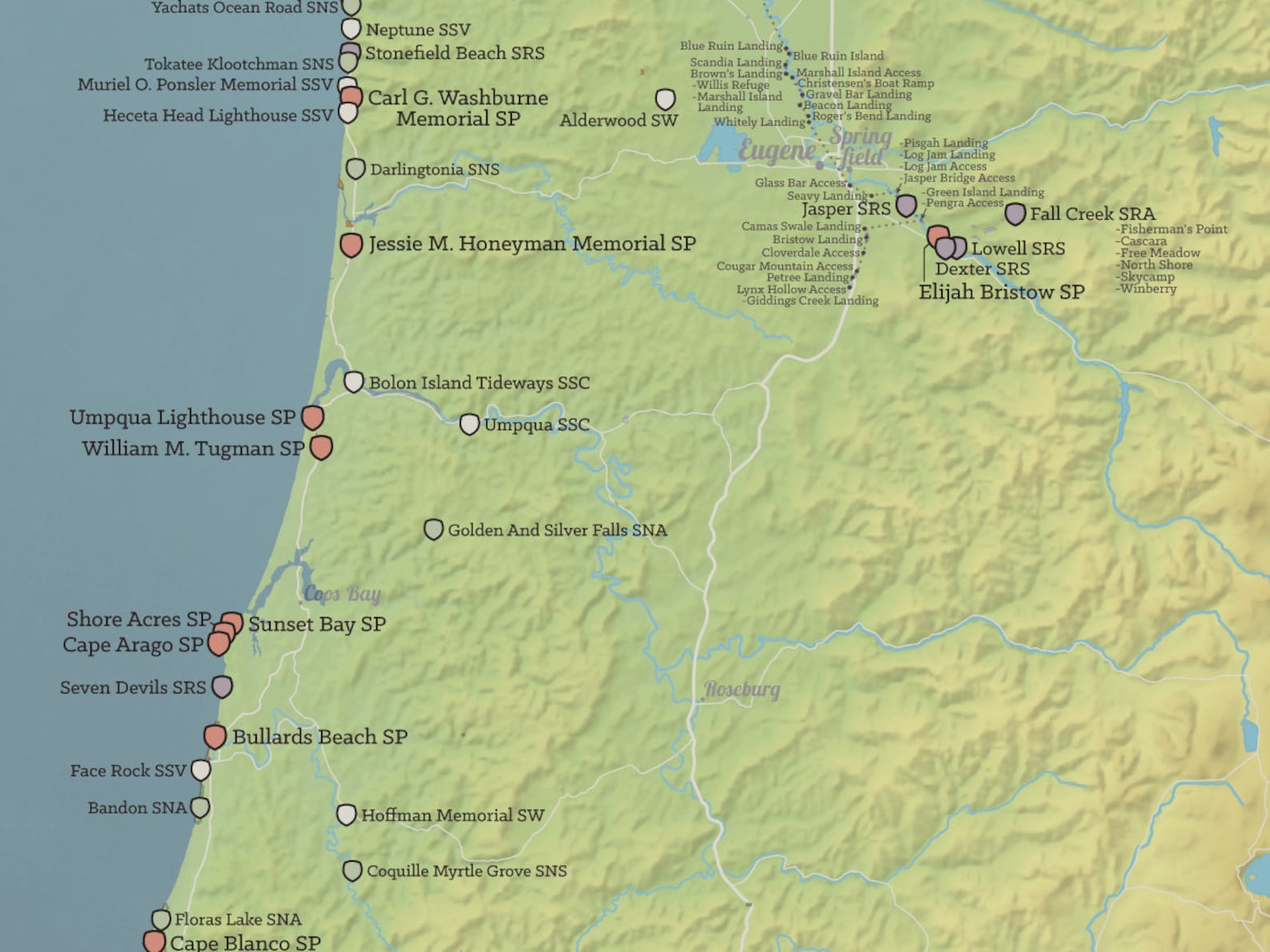 Oregon State Parks Map 18x24 Poster - Etsy
