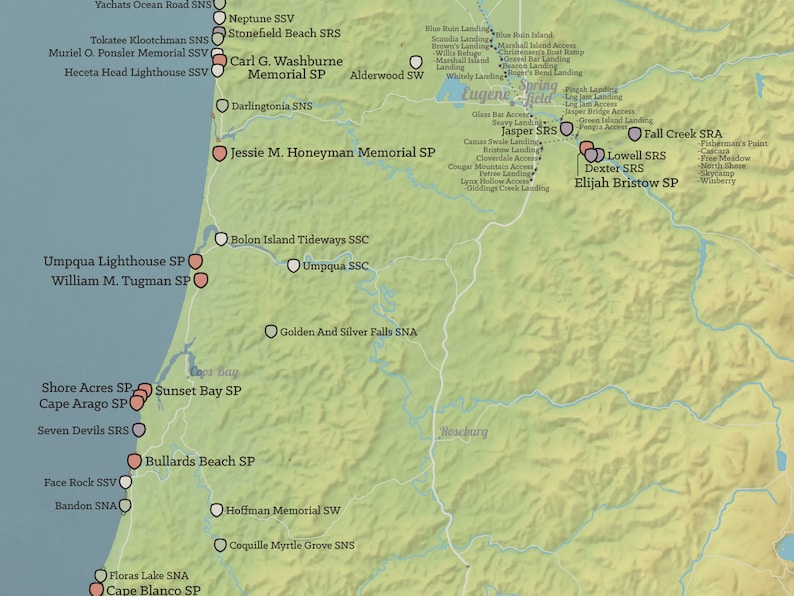 Oregon State Parks Map 18x24 Poster - Etsy