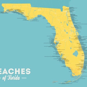 Florida Beaches Map 18x24 Poster - Etsy