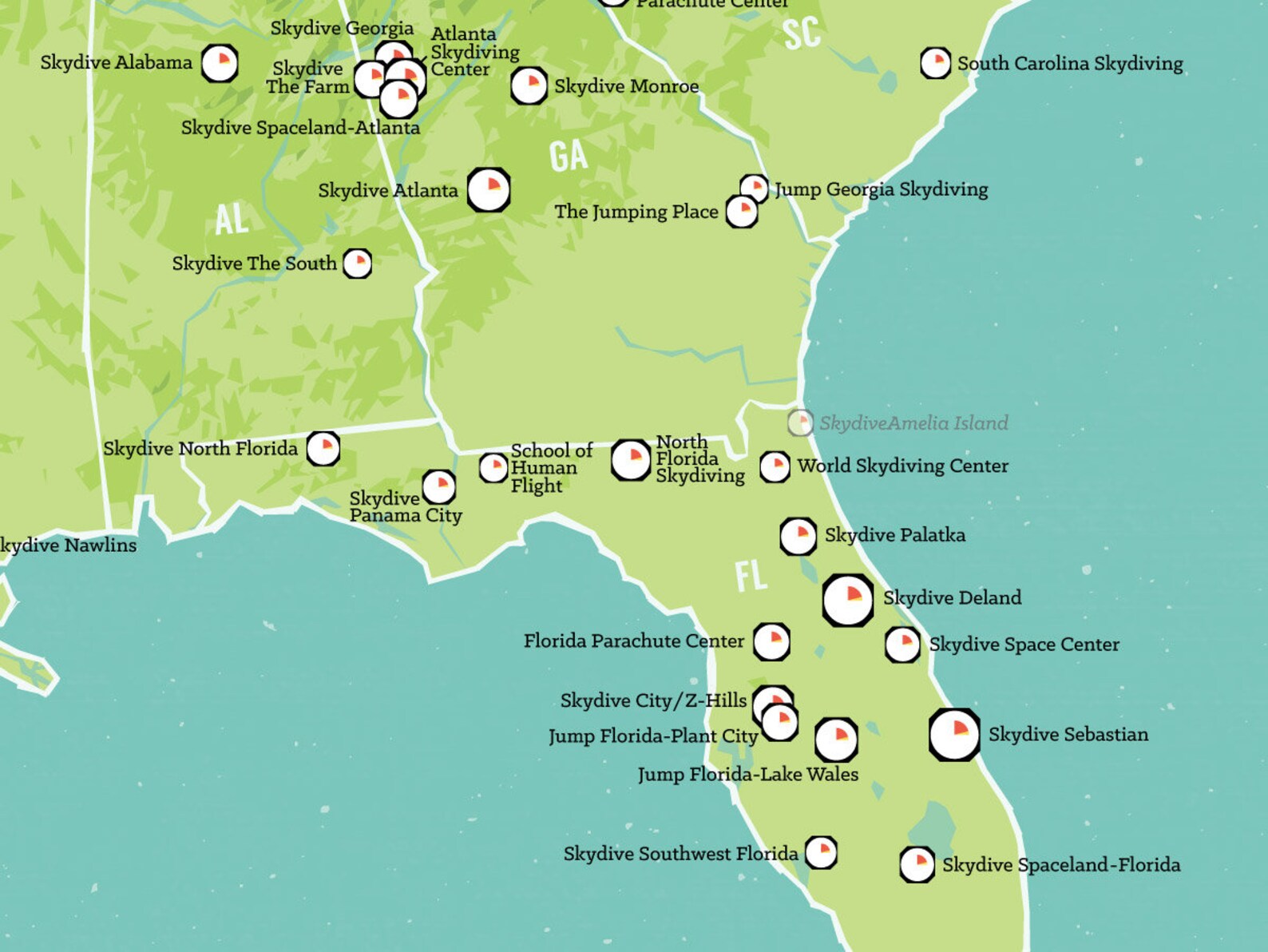 US Skydiving Dropzones Map 18x24 Poster - Etsy