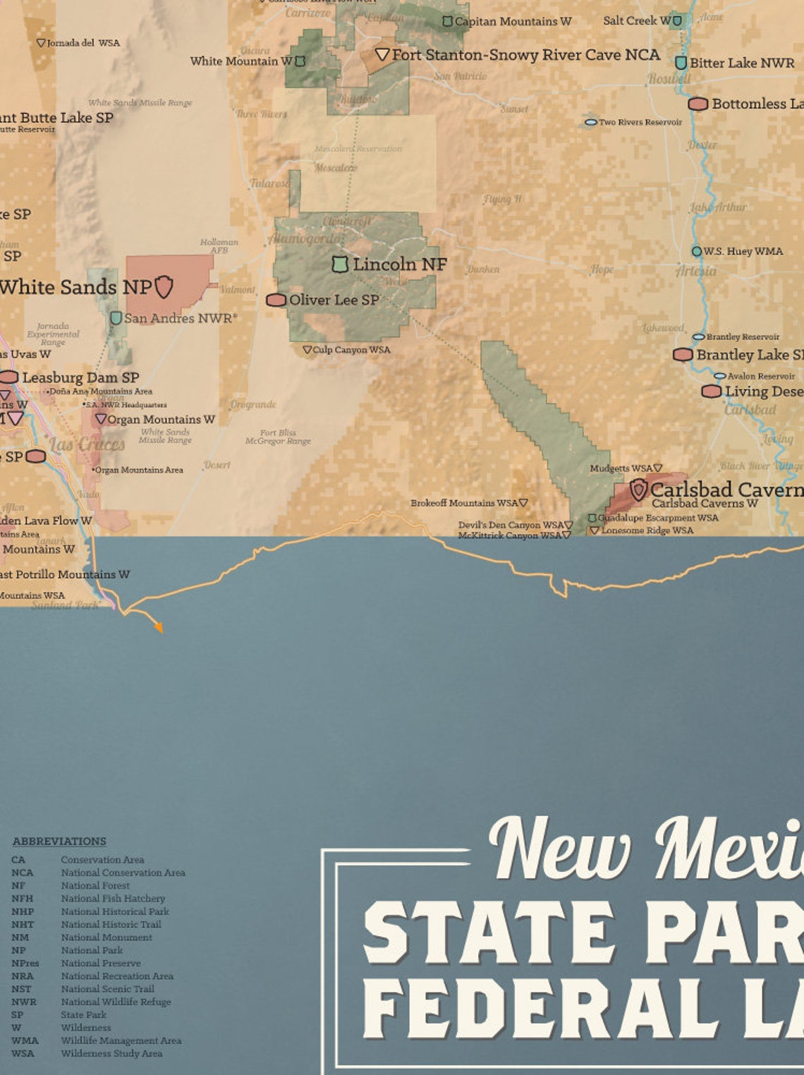 New Mexico State Parks & Federal Lands Map 18x24 Poster - Etsy