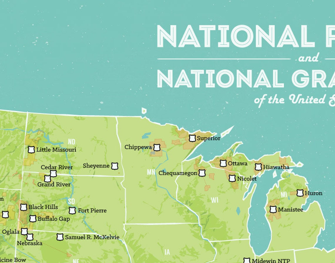 US National Forests Map 11x14 Print | Etsy